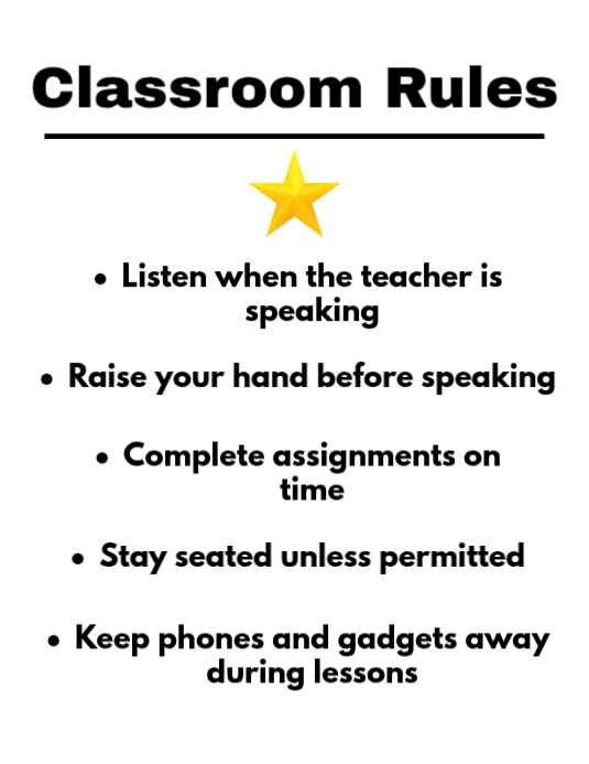 White Professional Classroom Rules Sign Notice Poster Student Behavior ...