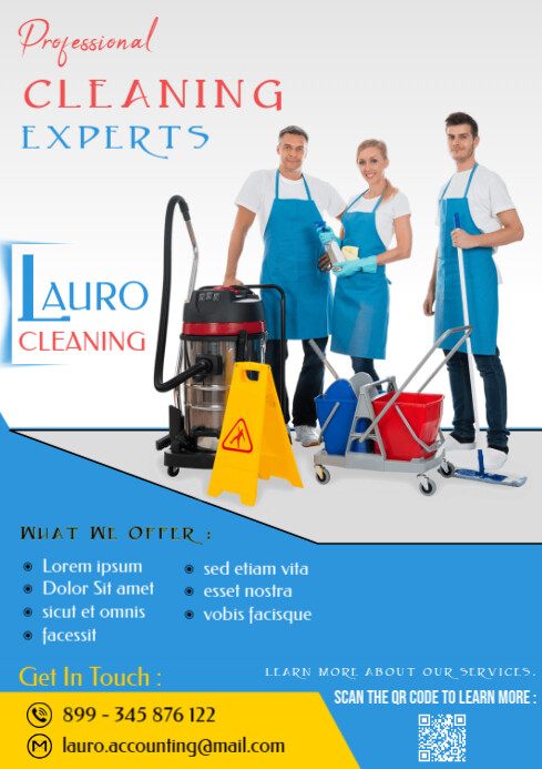 White Professional Cleaning Experts A4 Template | PosterMyWall