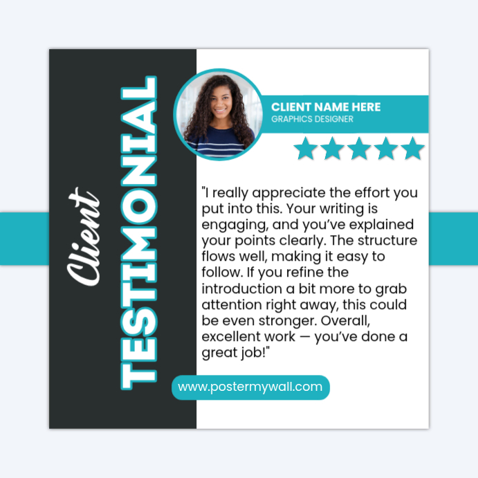White Professional Client Review Instagram Post Templat | PosterMyWall