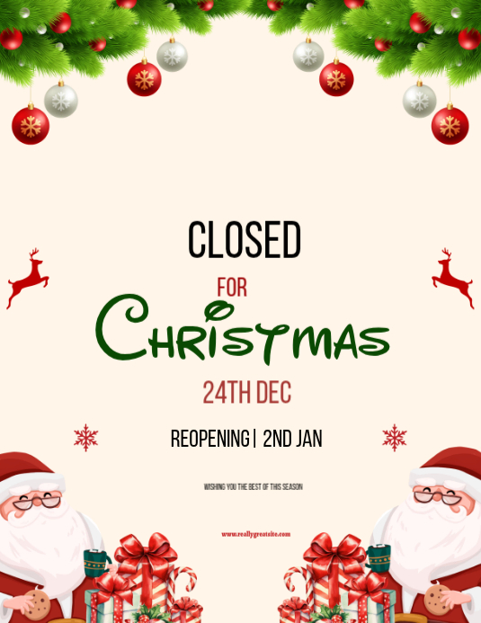 White Professional Closed For Christmas Design Flyer (us Letter ...