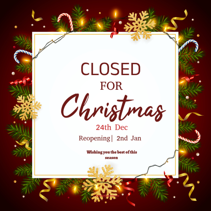 White Professional Closed For Christmas Design Instagram Post Template ...