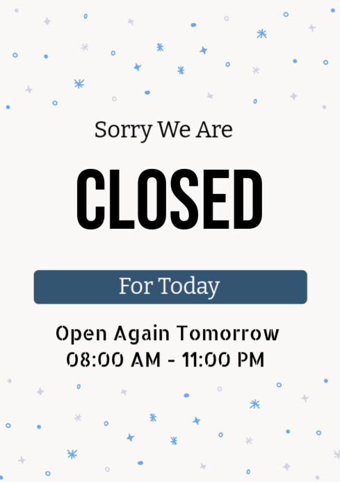 White Professional Closing And Opening Notice A4 Template | PosterMyWall