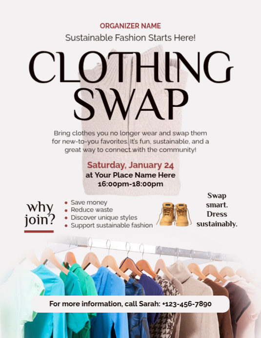 White Professional Clothing Swap Flyer (us Letter) Template | PosterMyWall