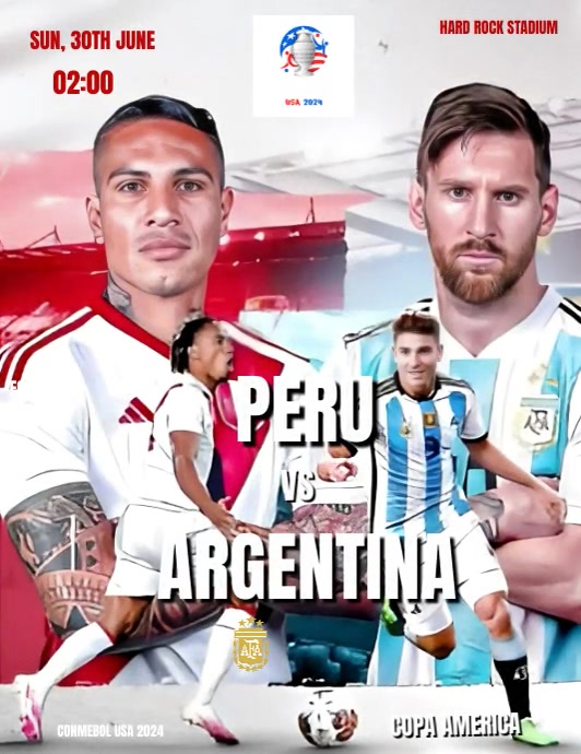 White Professional Copa America 2024 Peru Vs Template | PosterMyWall
