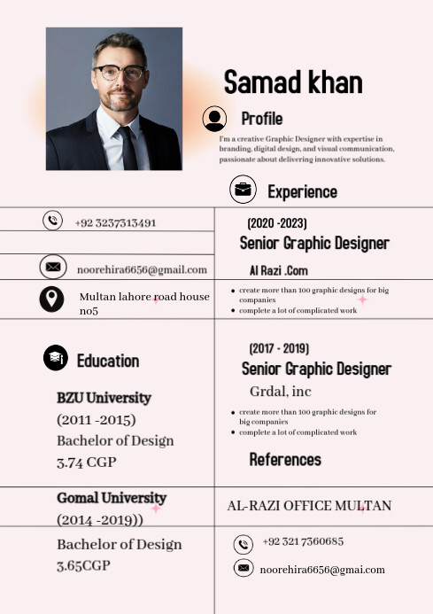 White Professional Cv Background A4 Template | PosterMyWall
