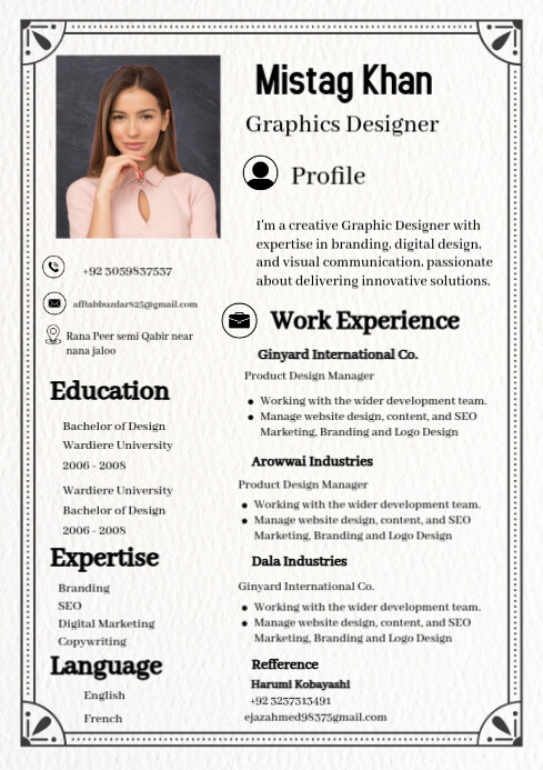 White Professional Cv Background A4 Template | PosterMyWall