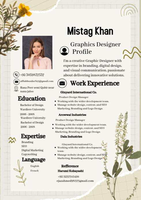 White Professional Cv Background A4 Template | PosterMyWall