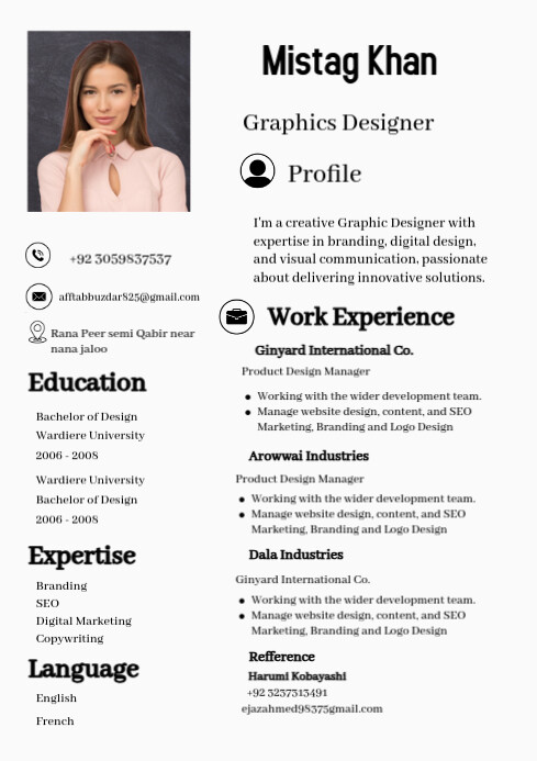 White Professional Cv Background A4 Template | PosterMyWall