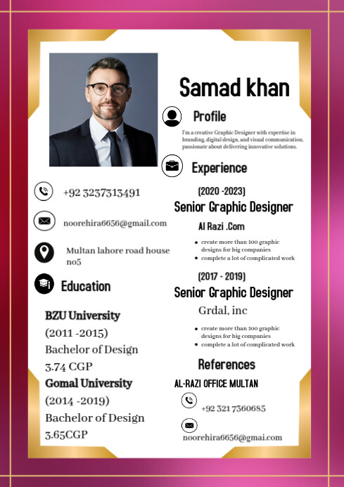 White Professional Cv Resume A4 Template | PosterMyWall