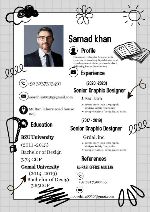 White Professional Cv Resume A4 Template | PosterMyWall