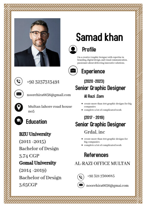 White Professional Cv Resume A4 Template | PosterMyWall