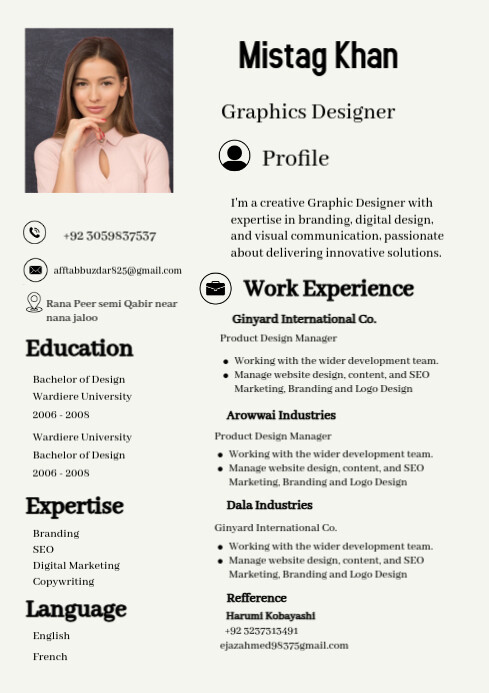 White Professional Cv Resume A4 Template | PosterMyWall