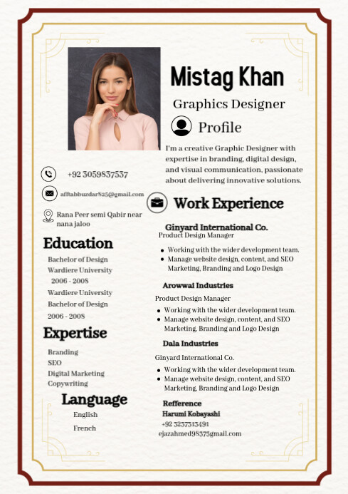 White Professional Cv Resume A4 Template | PosterMyWall