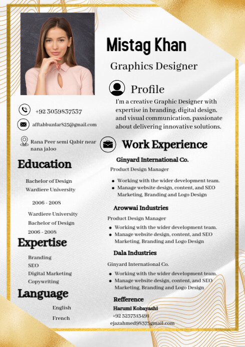 White Professional Cv Resume A4 Template | PosterMyWall
