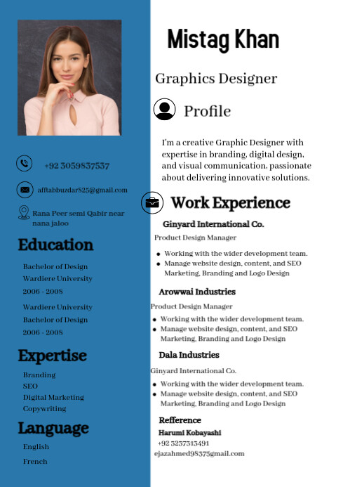 White Professional Cv Resume A4 Template | PosterMyWall