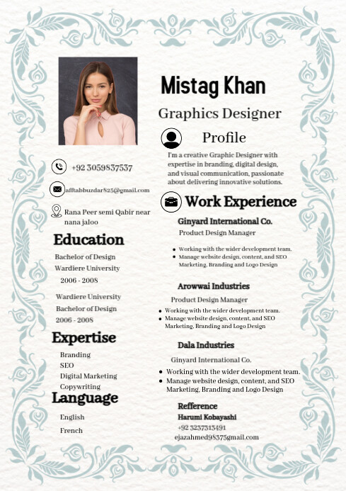 White Professional Cv Resume A4 Template | PosterMyWall