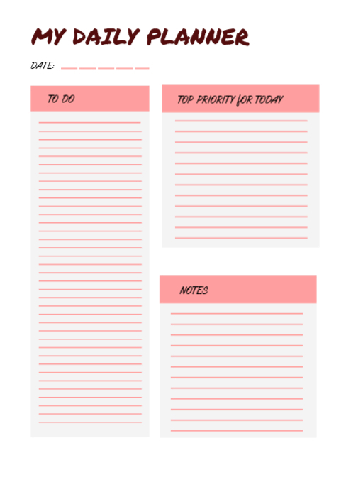 White Professional Daily Planner Printable For Work, School And ...