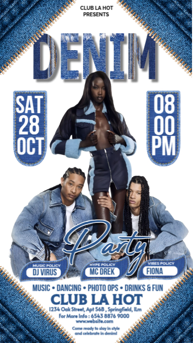 Kopie van White Professional Denim Party Instagram Story | PosterMyWall