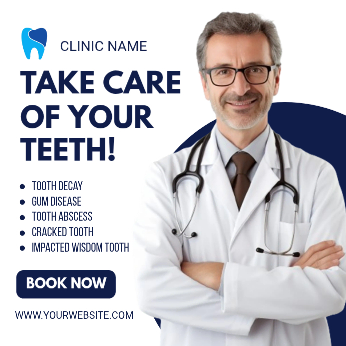 White Professional Dentist Instagram Post Template | PosterMyWall