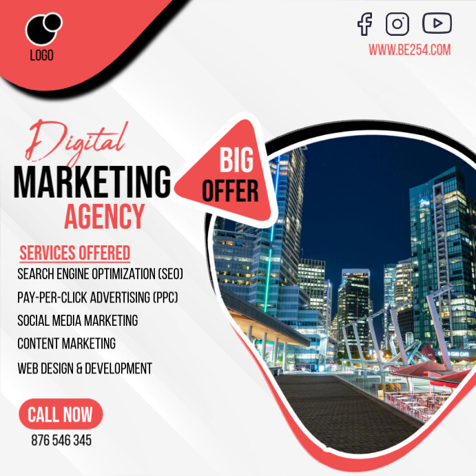 White Professional Digital Markerting Instagram Post Template ...