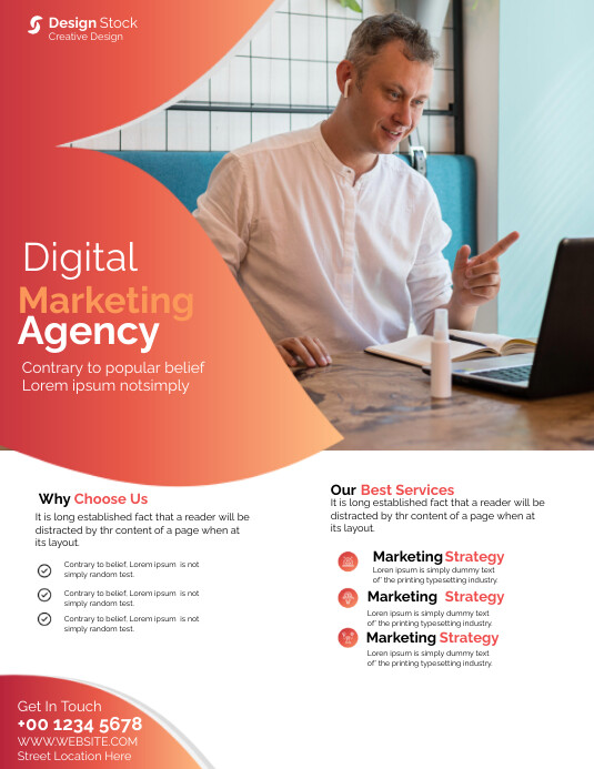 White Professional Digital Market Agency Fly Template | PosterMyWall