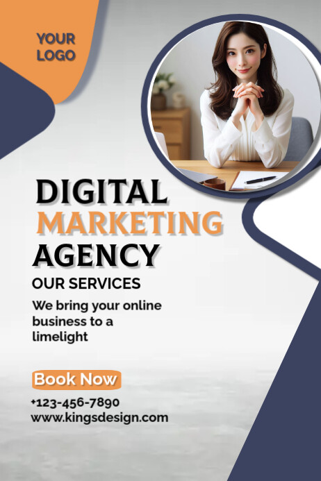 White Professional Digital Marketing Agency Poster Template | PosterMyWall