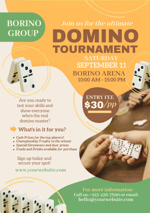 Copy of White Professional Domino Tournament Flyer A4 | PosterMyWall