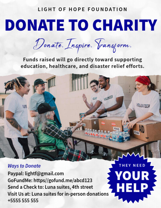 Copy of White Professional Donation Drive Flyer Template Flyer (us ...