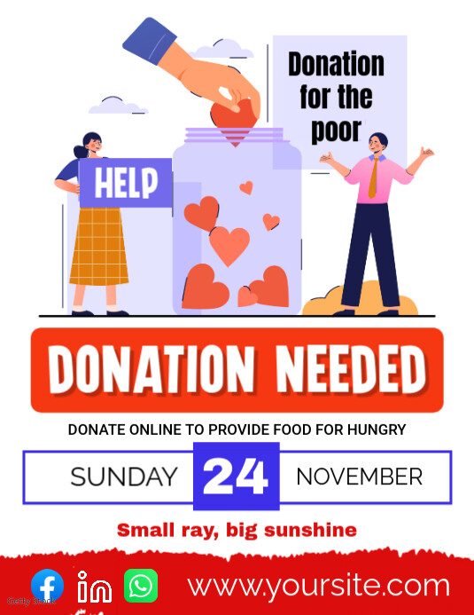 Copy of White Professional Donation Needed Flyer (us Letter) | PosterMyWall