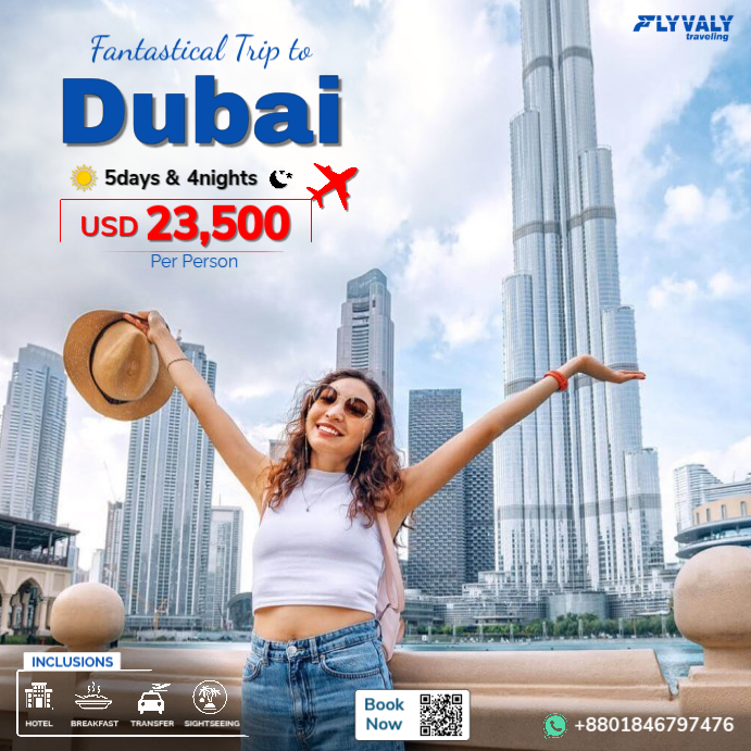 White Professional Dubai Tour Package Ads Design Template Instagram ...