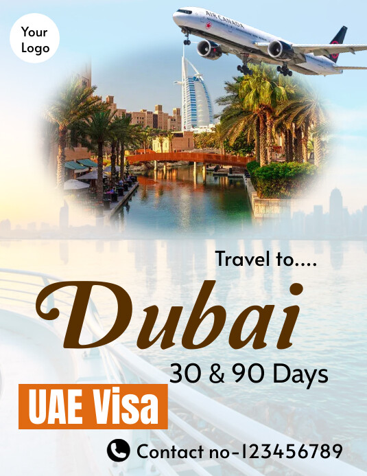 White Professional Dubai Travel Poster Flyer Template | PosterMyWall