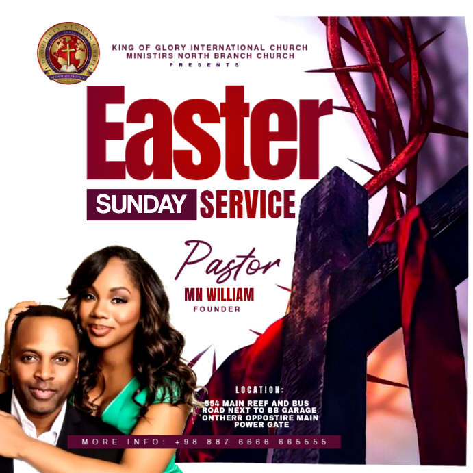 White professional easter church service square Template | PosterMyWall