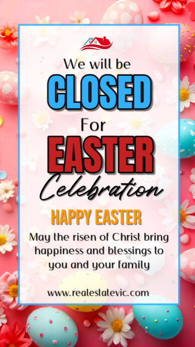 White Professional Easter Closure Notice Instagram Story Template | PosterMyWall