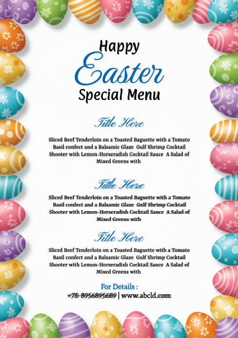 White Professional Easter Menu Template A4 | PosterMyWall