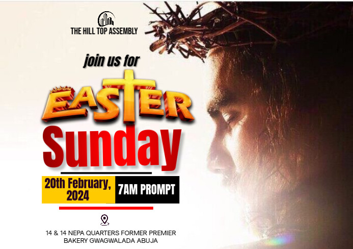 White Professional Easter Sunday A5 Template | PosterMyWall