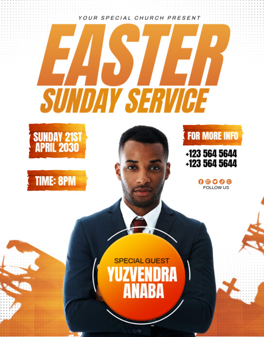 Copy of White Professional Easter Sunday Service Poster/wallboard ...
