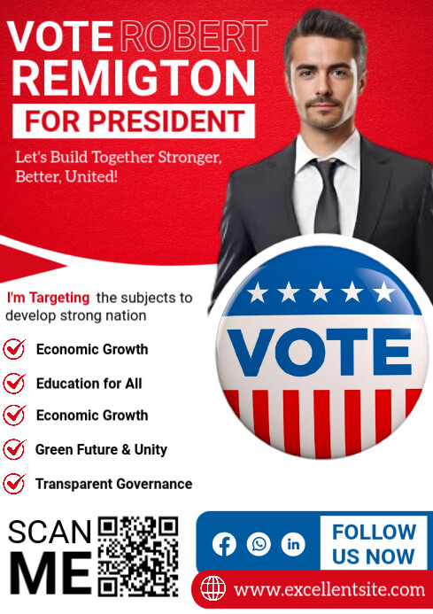 White Professional Election 2024 A4 Template | PosterMyWall