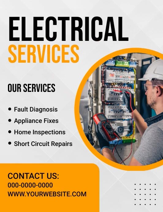 White Professional Electrical Services Flyer Template | PosterMyWall