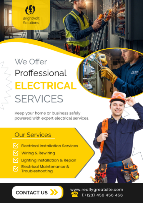 Modèle White Professional Electrical Services Poster Template A2 ...
