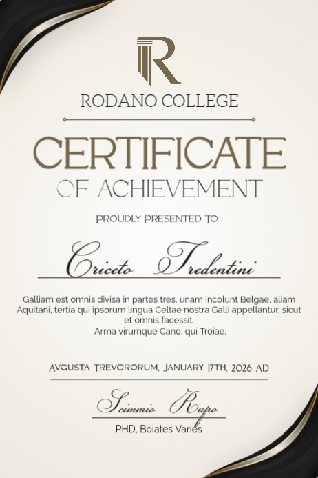 Plantilla de White Professional Elegant Black And Gold Achievement ...