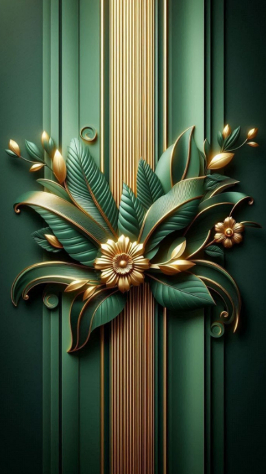 White Professional Elegant Emerald And Gold Art Deco Botanical Design ...
