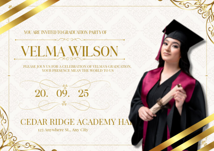 Copy of White Professional Elegant Graduation Party Invitation A4 ...