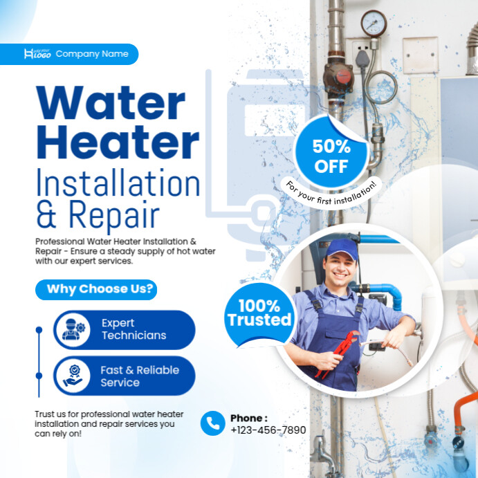 White Professional Emergency Plumber Instagram Post Template | PosterMyWall
