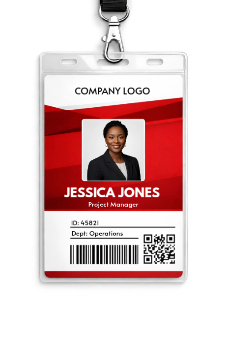 White Professional Employee ID Badge Poster Template | PosterMyWall