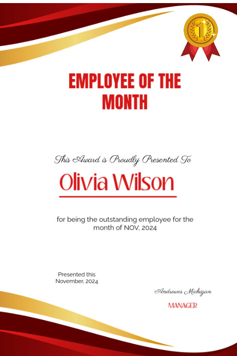 White Professional Employee Of The Month Templates Poster | PosterMyWall