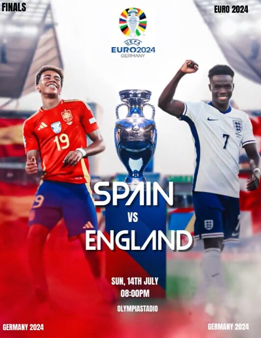 Plantilla de White Professional Euro 2024 Final Spain Vs E | PosterMyWall