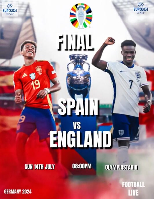 White Professional Euro 2024 Final Spain Vs E Template | PosterMyWall