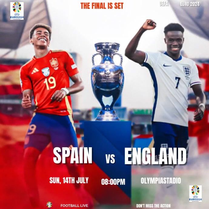 Plantilla de White Professional Euro 2024 Spain Vs England | PosterMyWall
