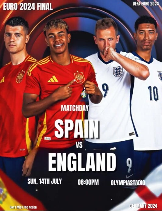White Professional Euro 2024 Spain Vs England Template | PosterMyWall