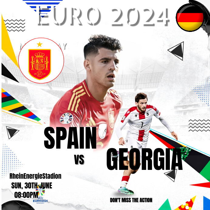 White Professional Euro 2024 Spain Vs Georgia Template | PosterMyWall